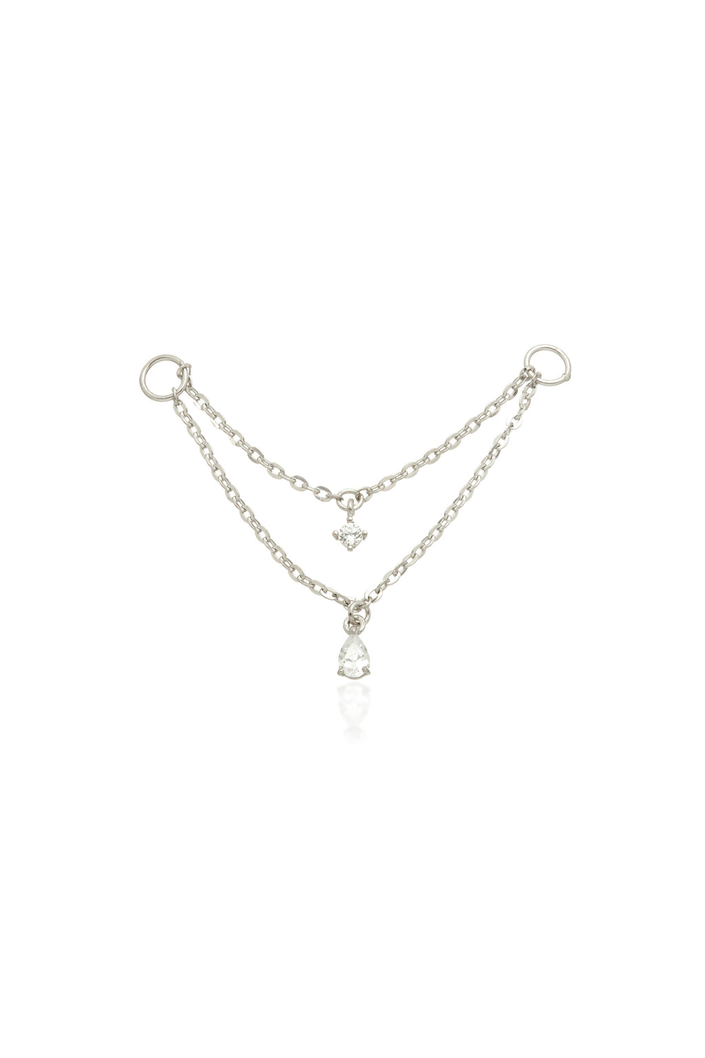 Solid White Gold Hanging Double Chain Charm with Hanging Gems | Tish Lyon