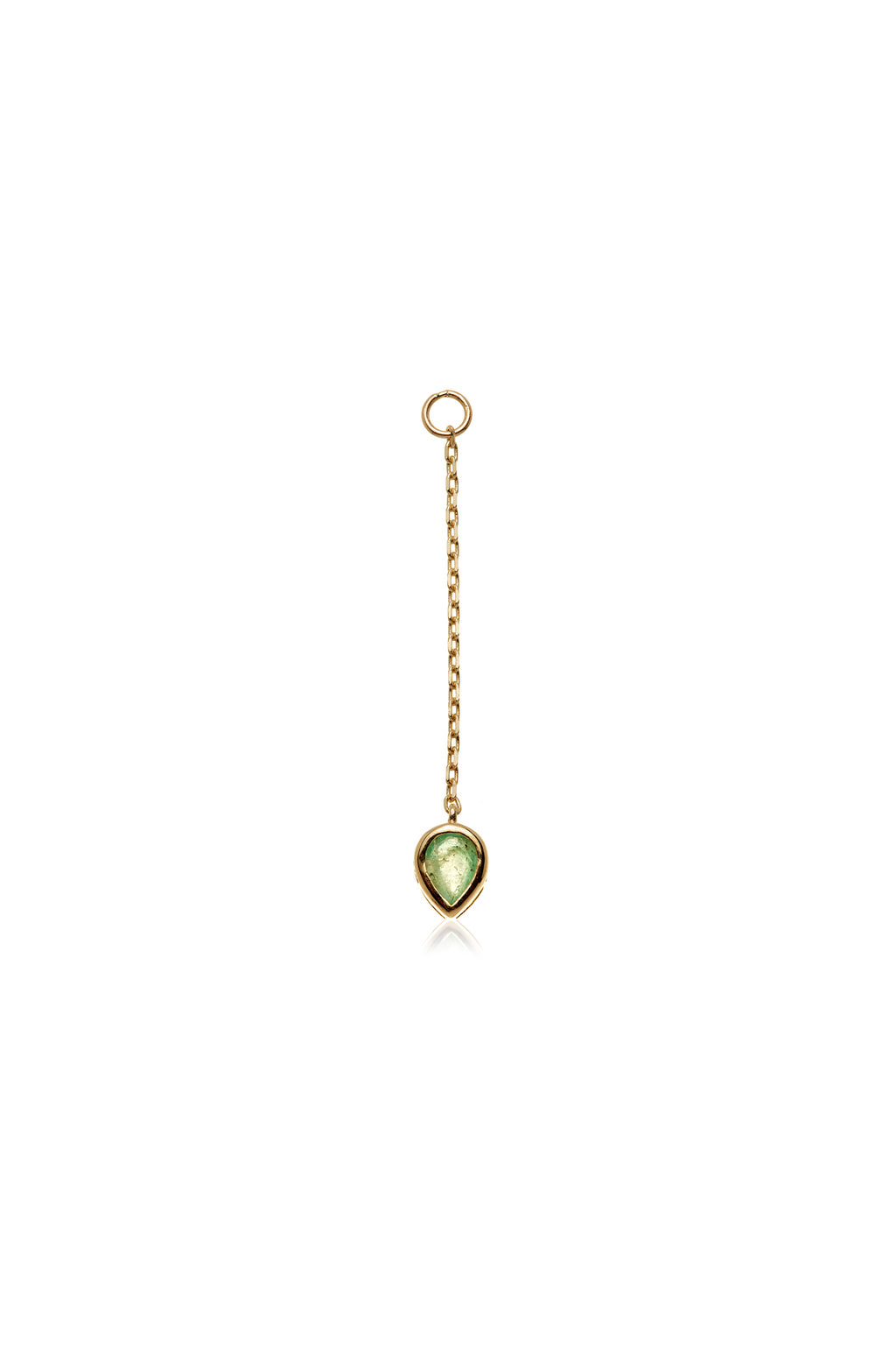 Solid 14ct Yellow Gold Hanging Emerald Teardrop Chain | Tish Lyon
