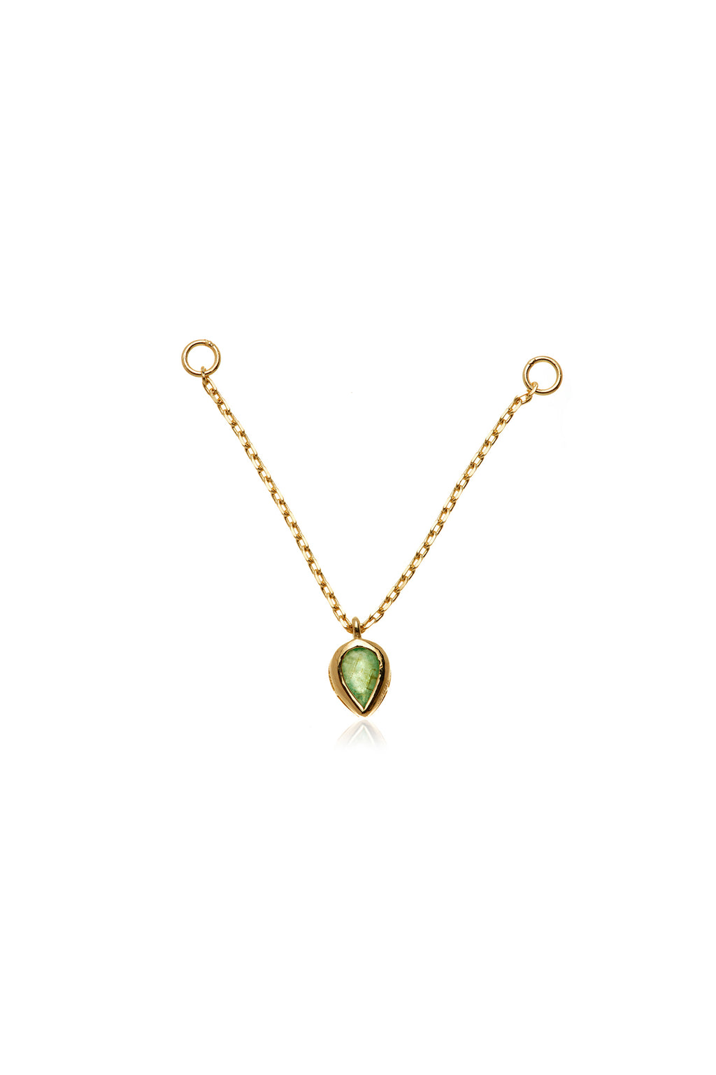 Solid 14ct Yellow Gold Hanging Chain With Emerald Teardrop | Tish Lyon