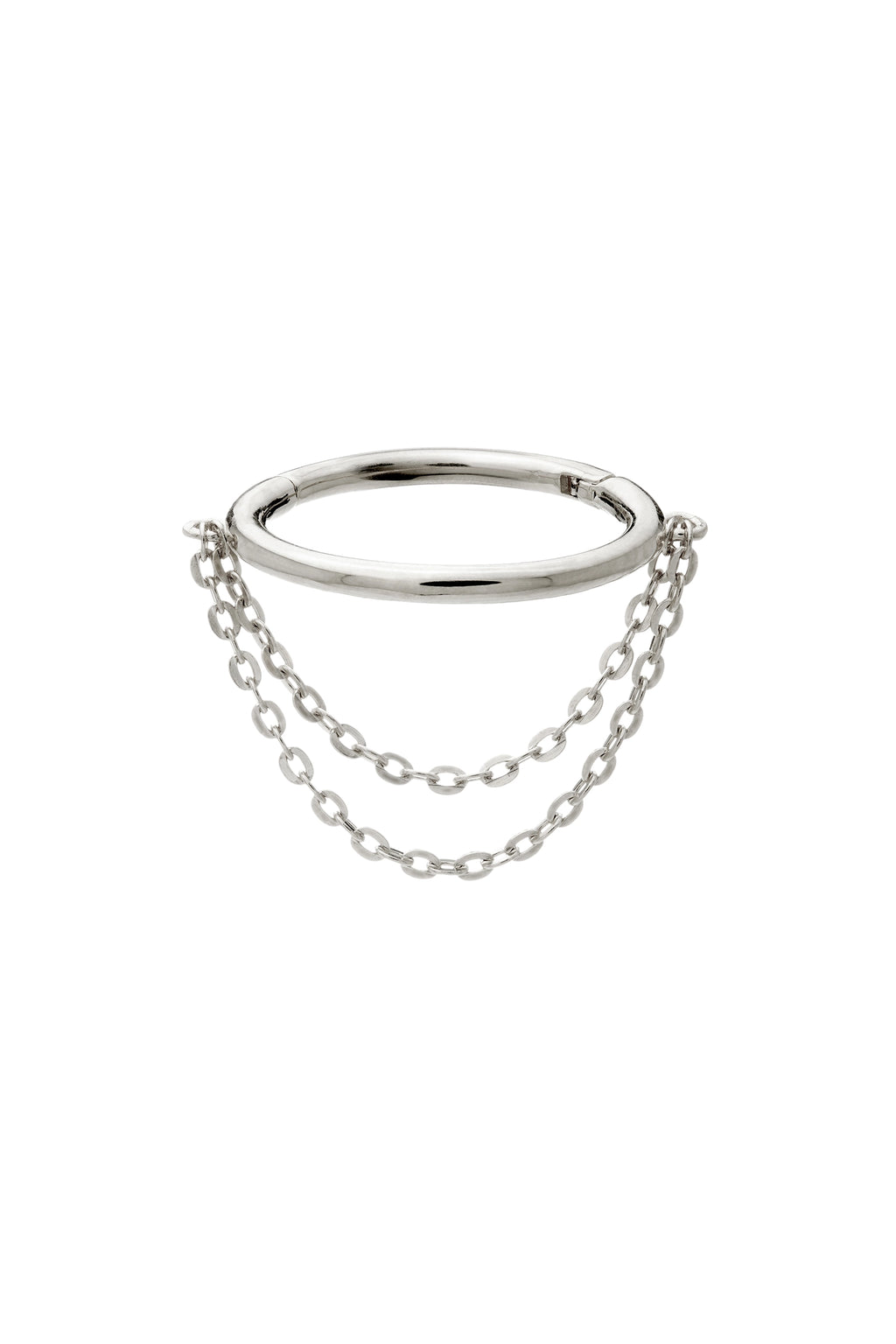 Solid Gold Hinged Conch Ring with Double Hanging Chains - White Gold ...