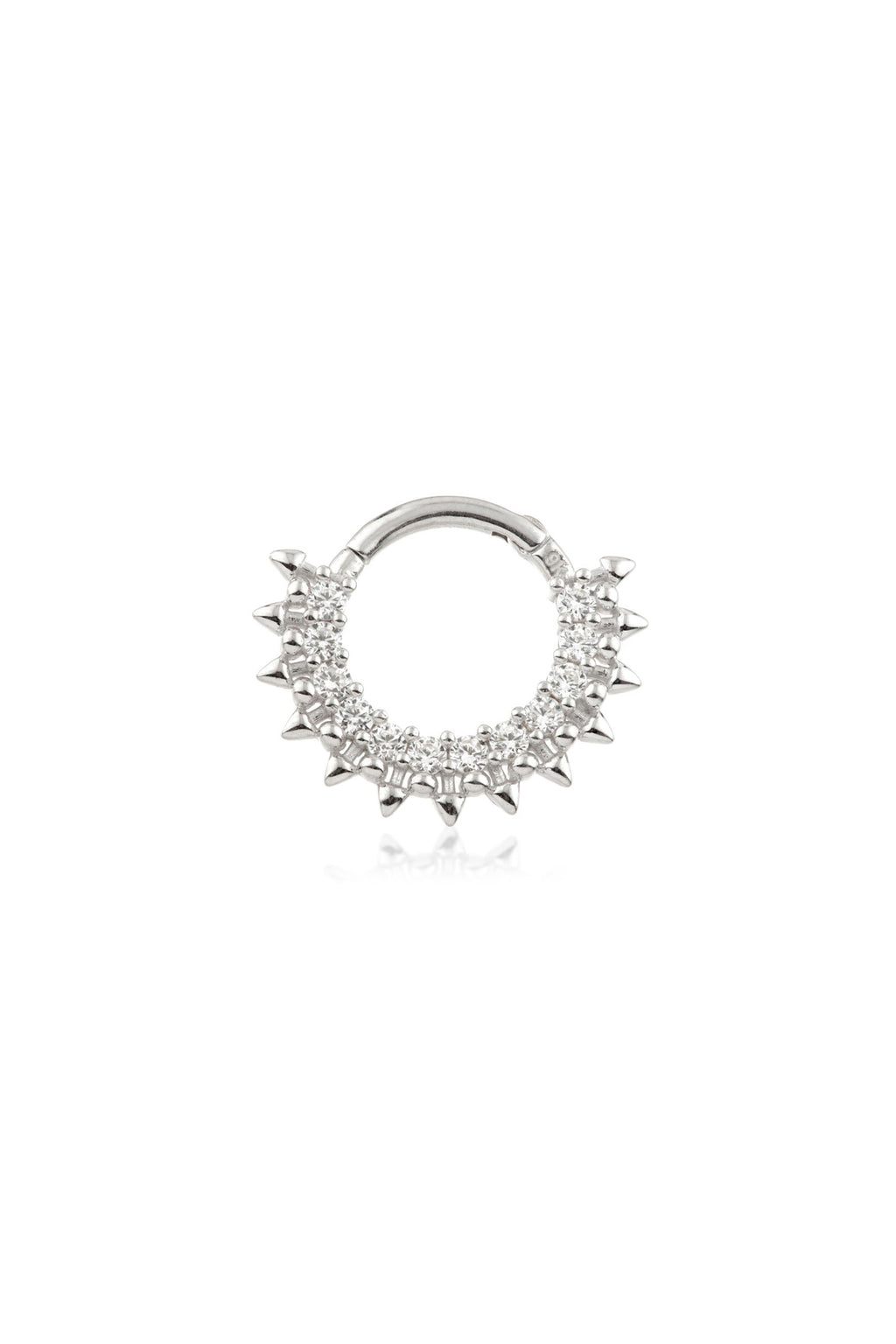 Solid White Gold Pavé Gem Spike Daith Septum Ring | Tish Lyon