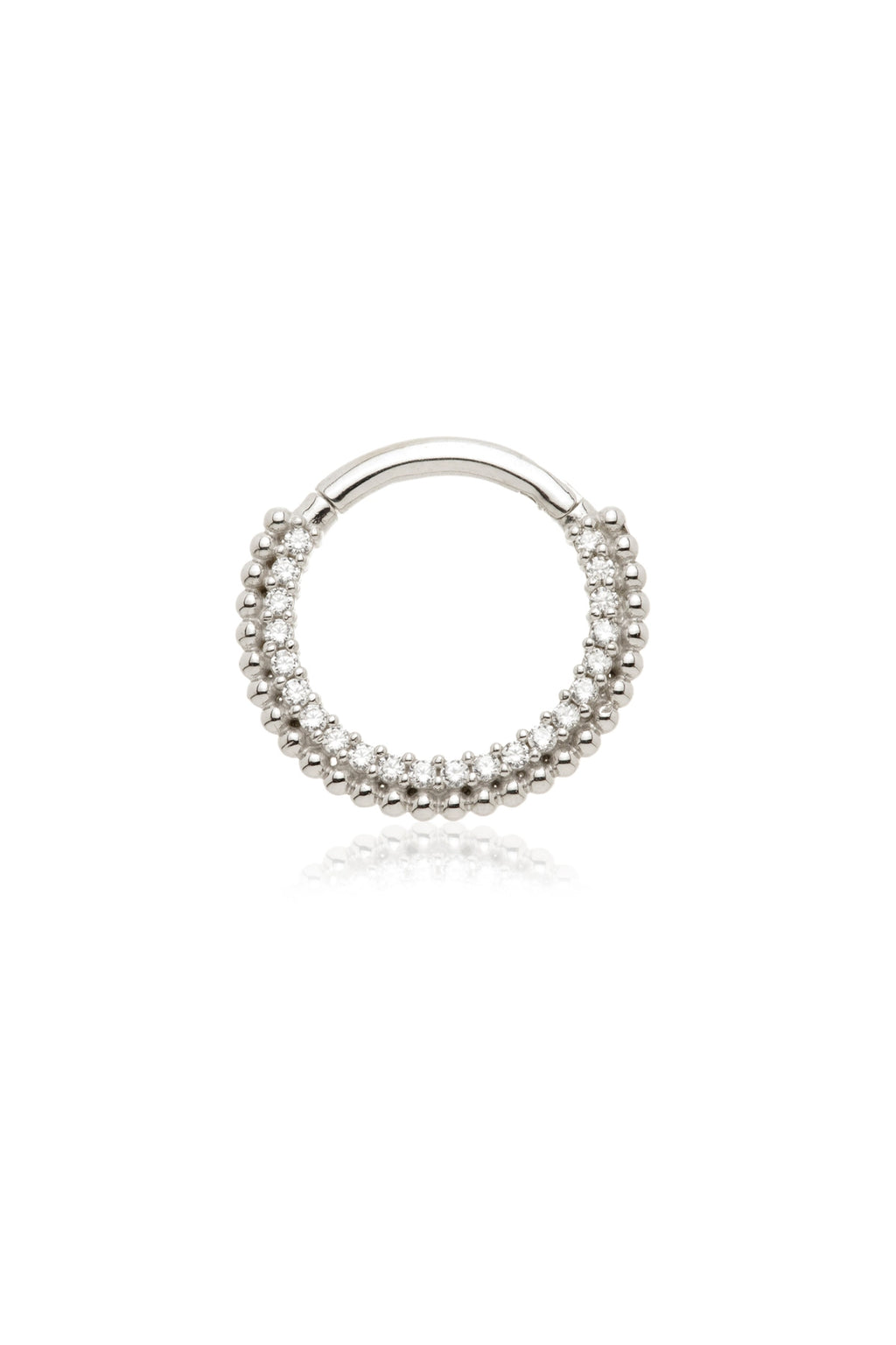 Solid Gold Pavé Gem Ball Daith & Septum Ring - White Gold | Tish Lyon
