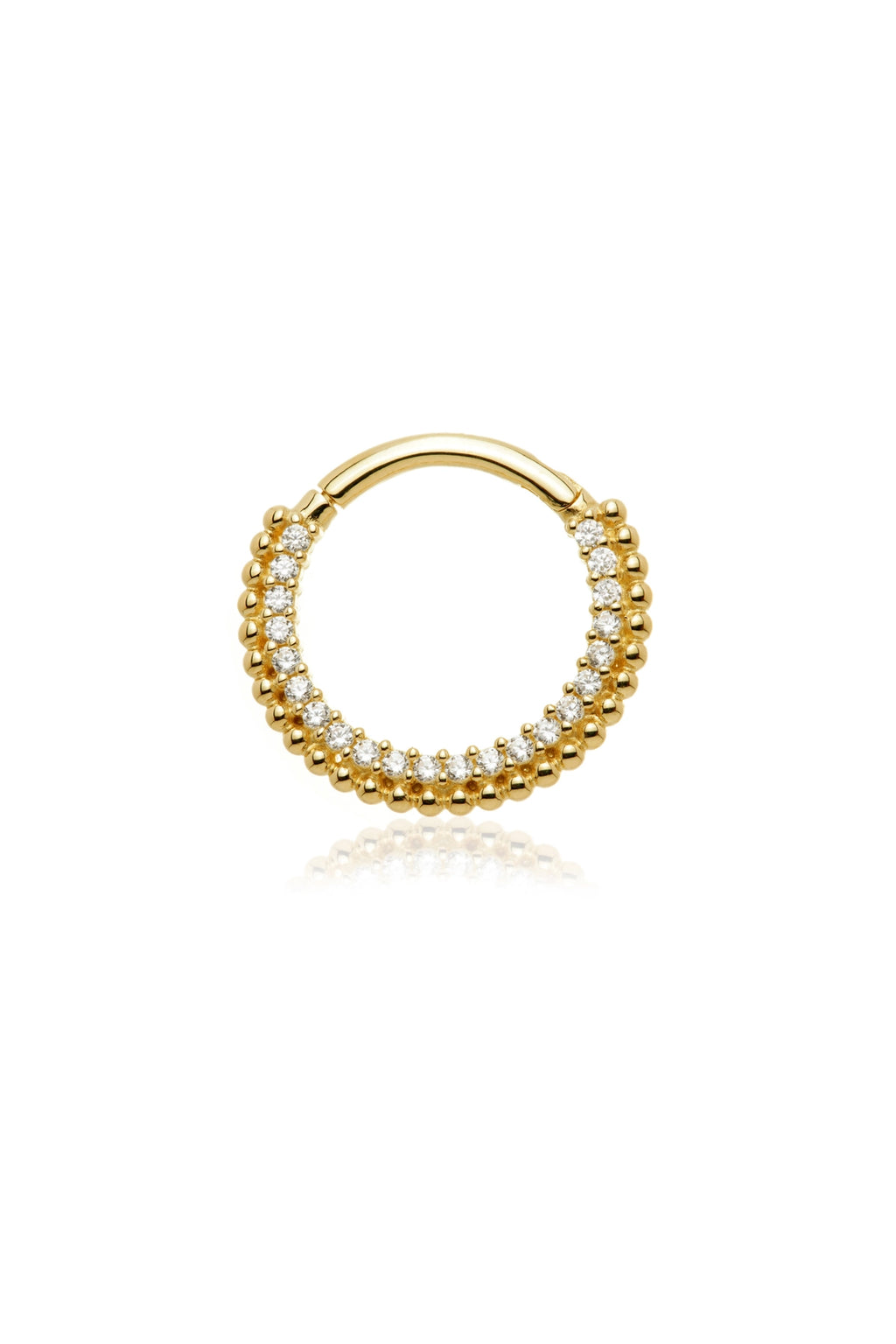 Solid Gold Pavé Gem Ball Daith & Septum Ring - Gold | Tish Lyon