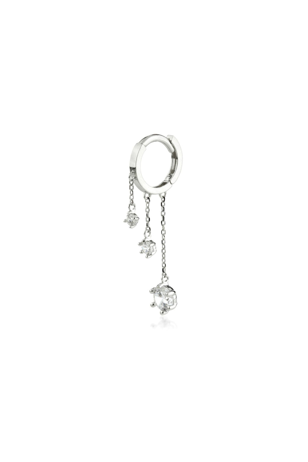 Solid White Gold Triple Gem Chain Hinge Ring | Tish Lyon