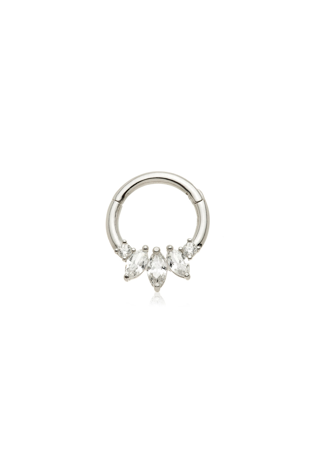 Solid Gold Triple Marquise Hinged Daith & Septum Ring - White Gold ...