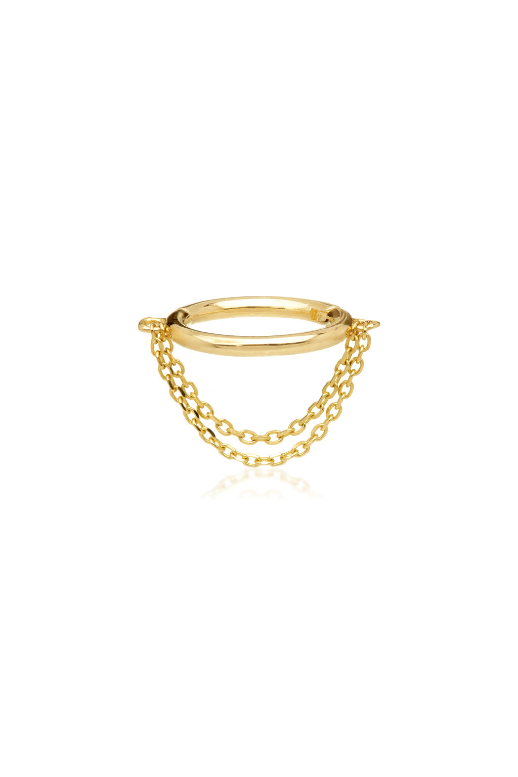 Solid Gold Hinged Ring with Double Chains | 9ct/14ct Body Jewellery ...