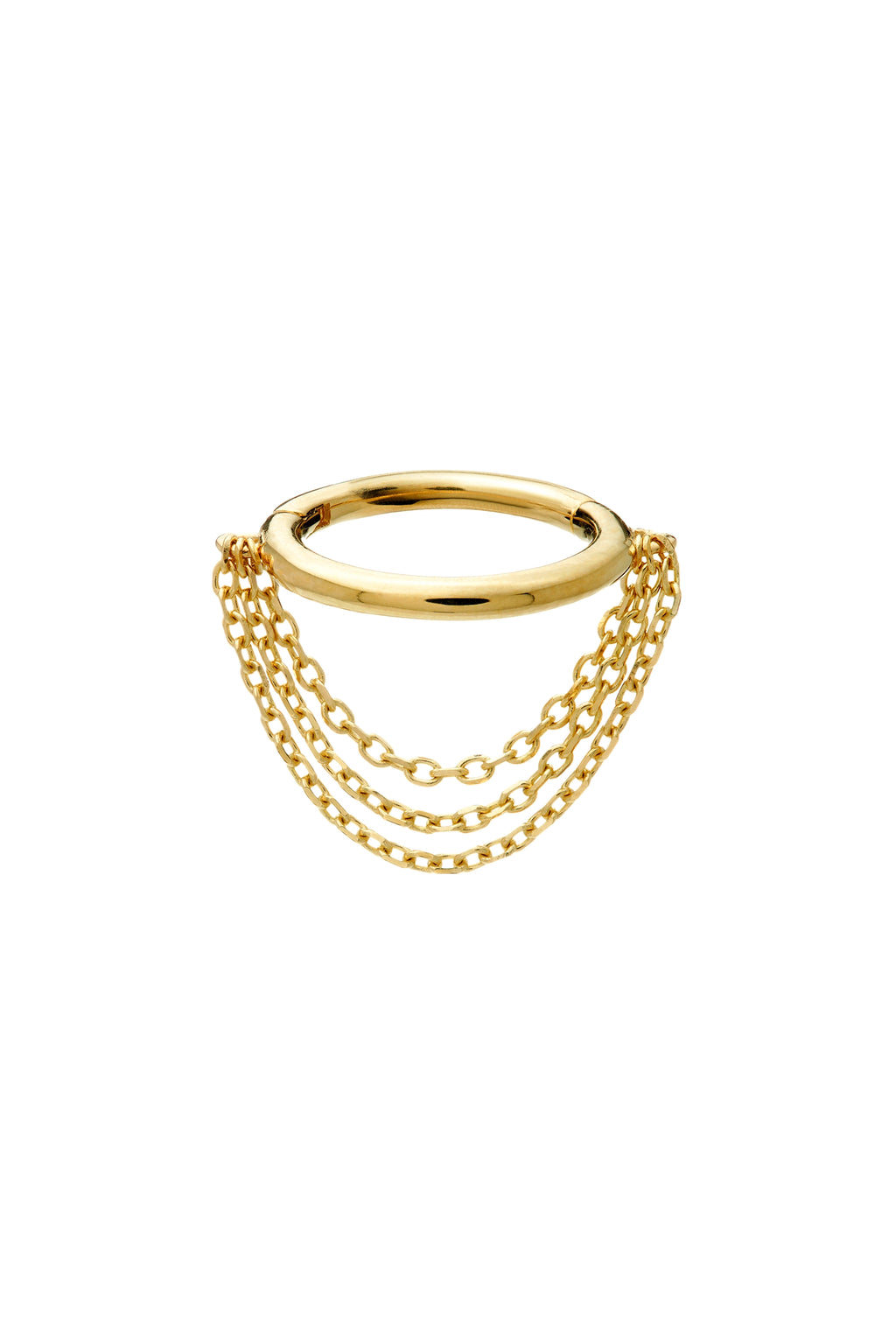 Solid Gold Hinged Earring with Triple Hanging Chains - Gold – Tish Lyon
