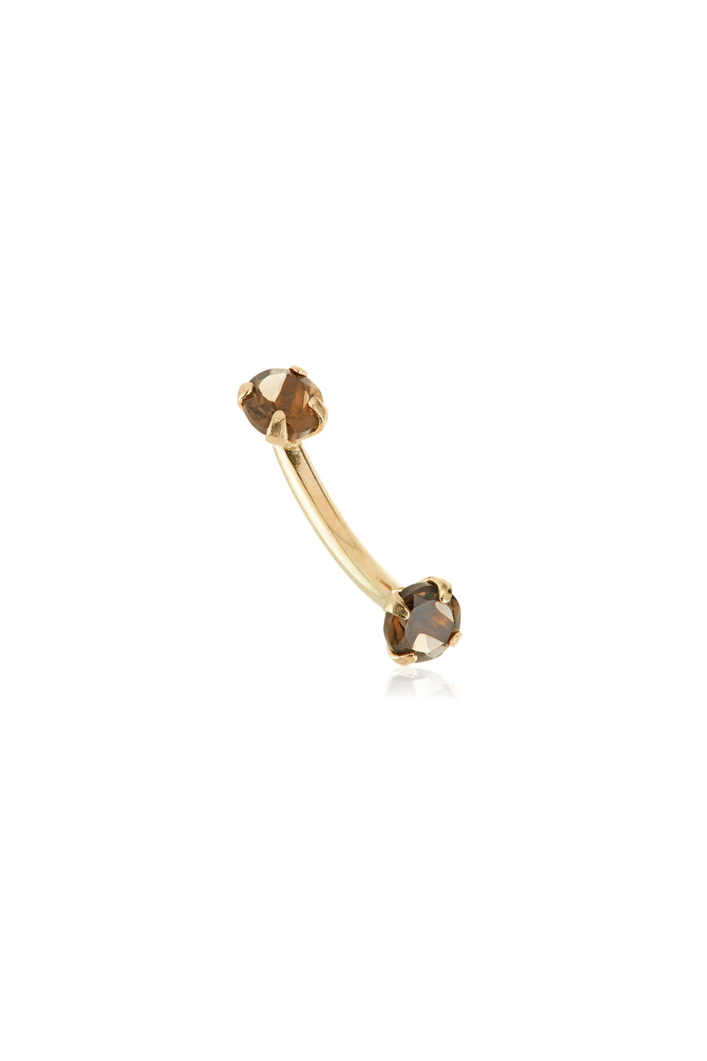 Solid 14ct Gold Rook Bar with Double Prong-Set Smokey Quartz - Gold ...