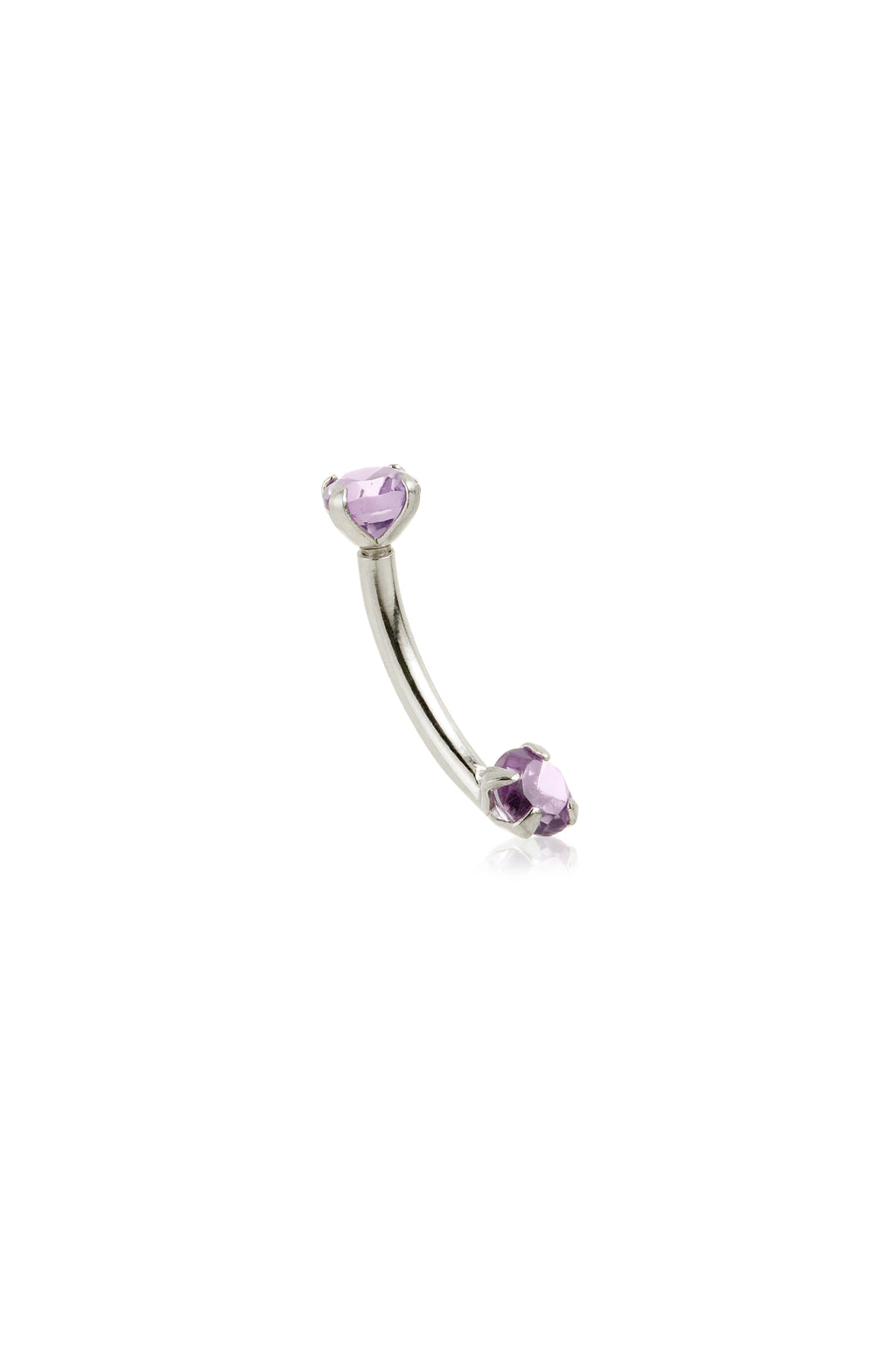 Solid 14ct Gold Rook Bar with Double Prong-Set Amethyst - White Gold ...