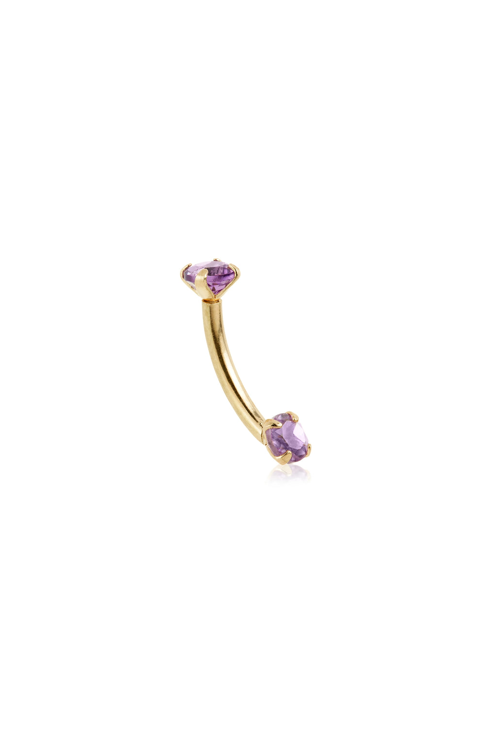 Solid 14ct Gold Rook Bar with Double Prong-Set Amethyst - Gold | Tish Lyon