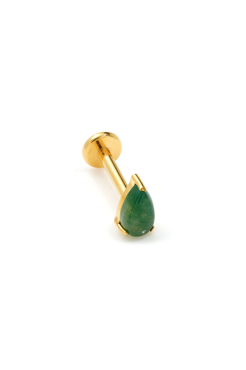Gold Titanium Threadless Moss Agate Tear Drop Flat Back Stud Earring ...