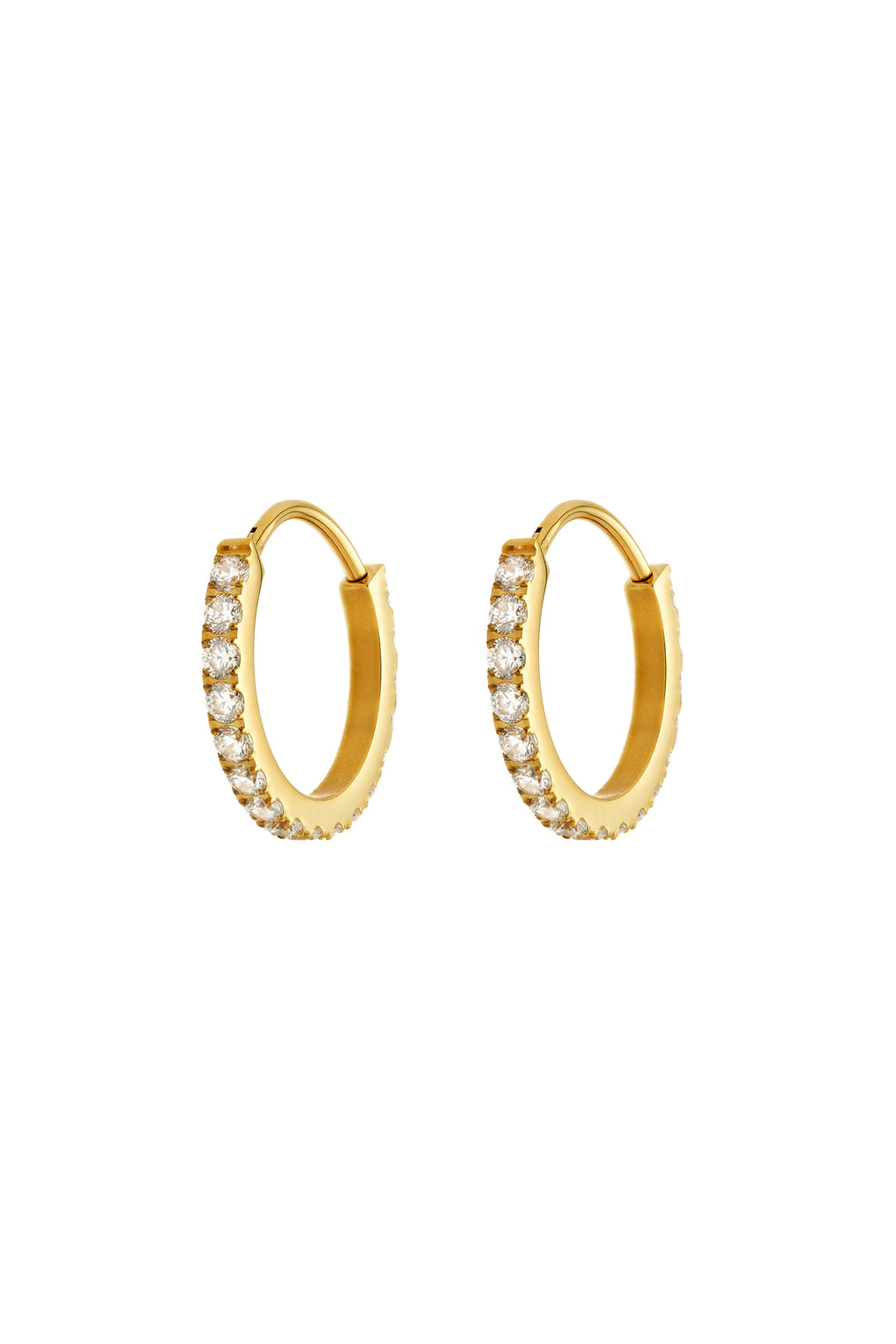 Cara Gold Titanium Pavé Hoop Earrings | Hypoallergenic Ear Jewelry ...